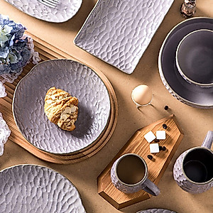 AB-Grade Porcelain Plate and Bowl Set,Kitchen Tableware Set,Ceramics Dinnerware Sets, 39 Pieces Nordic Style Porcelain Dinner Set for Family Gathering | Matte Series Purple Cereal Bowl Steak Plate an