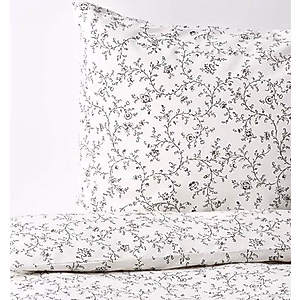 Ikea Kopparranka Duvet Cover and Pillowcase(s) White Dark Gray Full/Queen (Double/Queen) 204.496.59