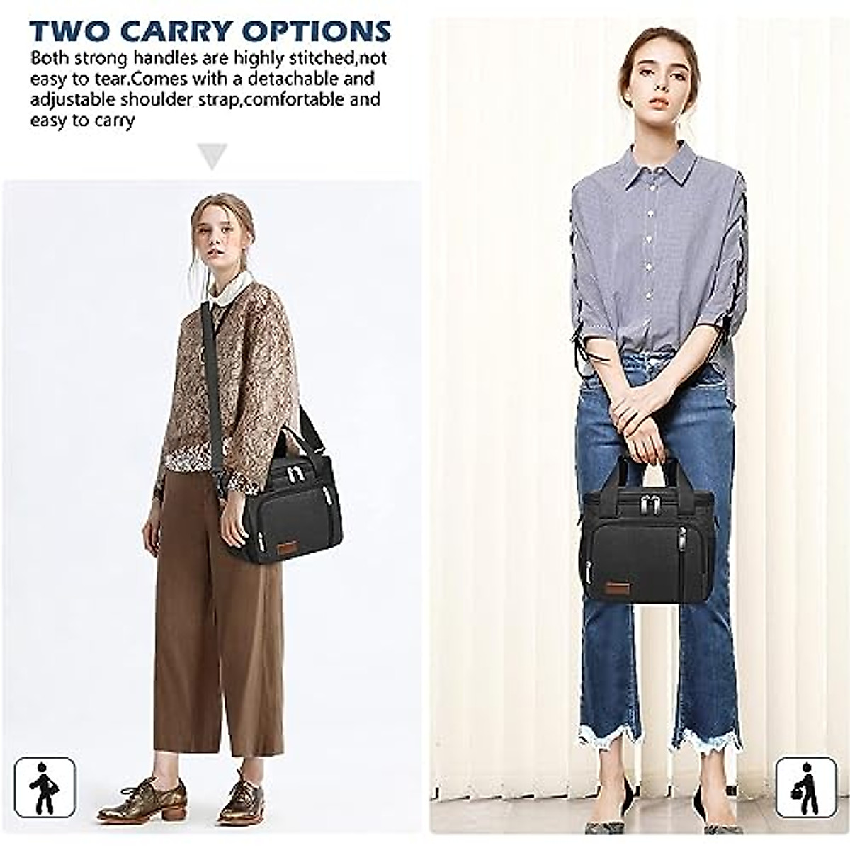 MIYCOO Insulated Lunch Bags for Men Women Lunch Bags Large Lunch Box Leakproof Soft Cooler Tote Bag (Black, 12L)