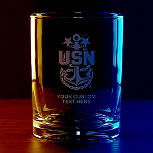 7.62 DESIGN Personalized U.S. Navy Master Chief Petty Officer 14 oz. Double Old Fashioned Glass