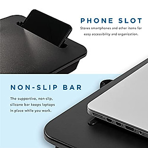 LapGear Sidekick Lap Desk with Device Ledge and Phone Holder - Black - Fits up to 15.6 Inch Laptops - Style No. 44218