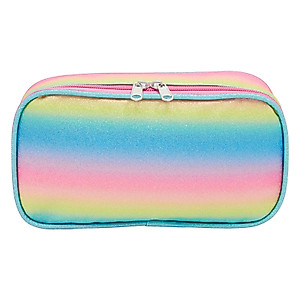 Rainbow Glitter Pencil Case for Girls School Supplies (9 x 4.6 in)