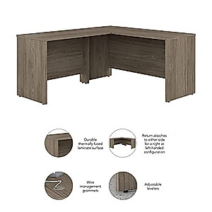 Bush Business Furniture Studio C L Shaped Desk with 42W Return, 60W x 24D, Modern Hickory