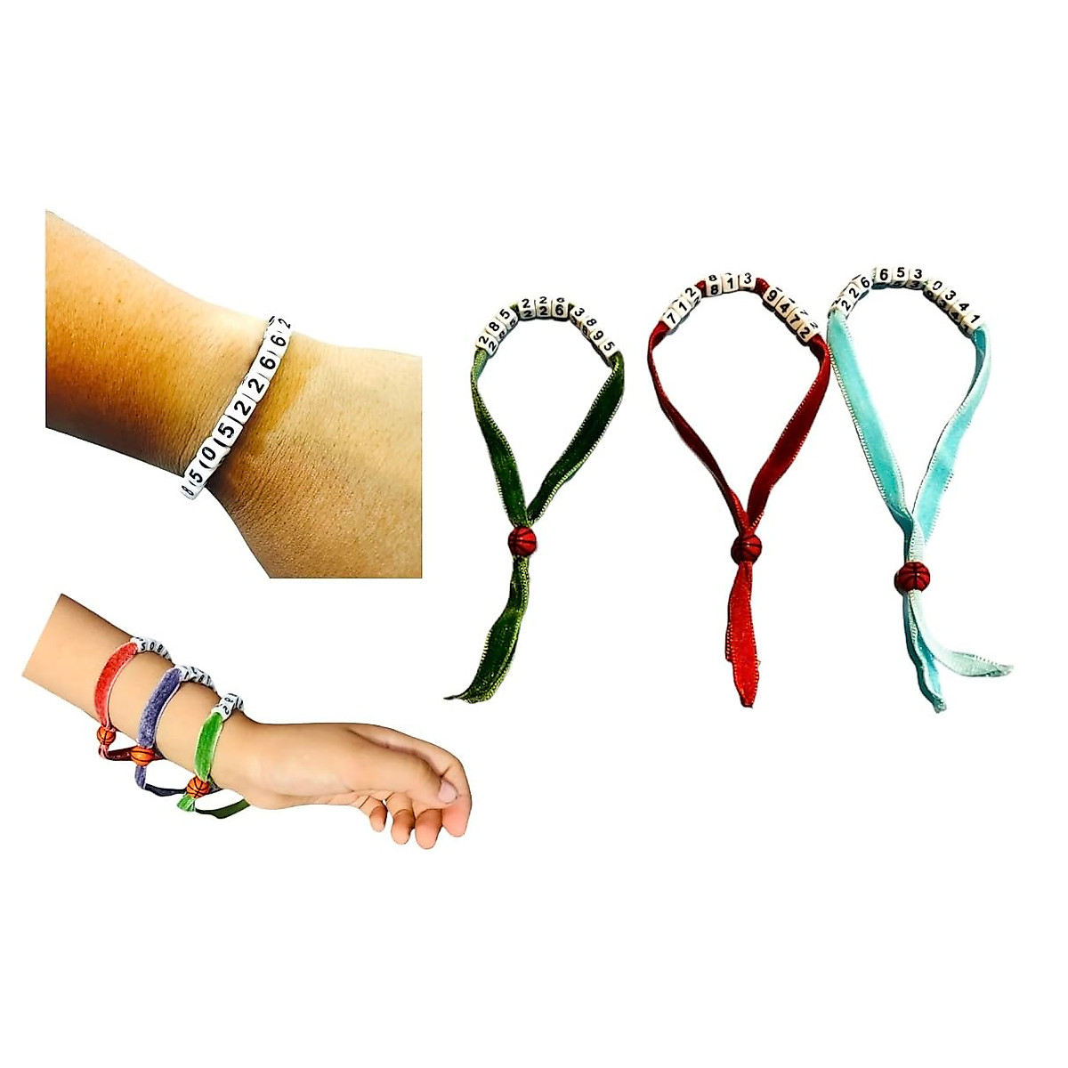 Emergency Custom phone number Bracelet for loved ones, 3 bracelets in a Pack, A Wristband for Boys and Girls with Phone Number for any age (Multi 4)