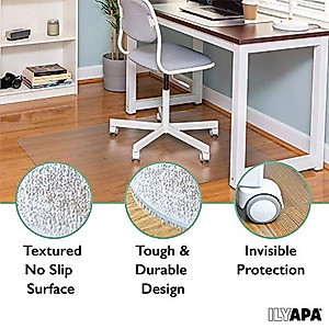 Ilyapa Office Chair Mat for Hard Floors 47" x 59" Heavy Duty Clear, PVC Chair Mat for Hardwood and Tile Floors, Protective Floor Mat for Home or Office