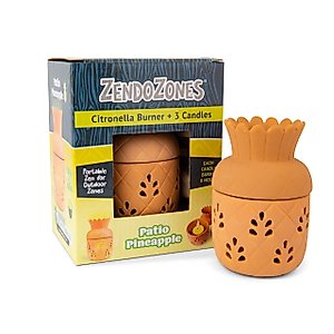 ZendoZones Patio Pineapple Citronella Candle Burner – 8-Hour Protection, for Patios & Outdoor Spaces