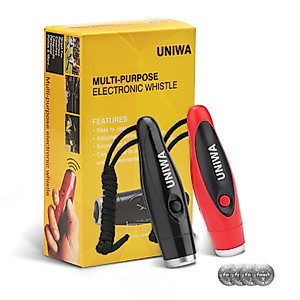 UNIWA Electronic Whistles, 2 Pack Handheld 3 Tone High Volume Electric Whistle with Lanyard for Teacher Coach Referee, Loudest Emergency Whistle Volleyball Soccer Sports Whistle
