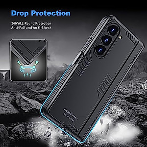 for Samsung Z-Fold-5 Case: [Hidden Kickstand][Wireless Charging] Slim Hinge Protection Lightweight Stand Case with Screen Protector- Protective Phone Cover for Samsung Galaxy Z Fold 5 5G 2023