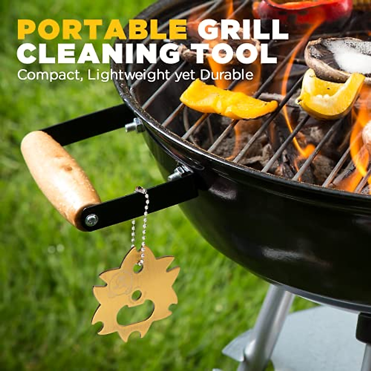 Grill Scraper BBQ Stocking Stuffer - Kitchen Gadgets Accessories Gifts for Men Women Safe Grate Cleaner Tools with Bottle Opener for Barbeque Cleaning Bristle-Free Must Have Cool Grilling Gifts Ideas