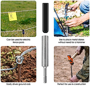 SDS-Plus Ground Rod Driver for 5/8 Inch and 3/4 Inch Ground Rods,Fits for Any SDS-Plus Rotary Hammer Drills with Flexible Vinyl Protective End Cap
