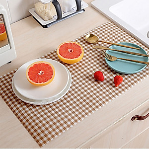 Drawer Liner, 3 Rolls 11.8in x 29.4ft Shelf Liner Cabinet Liner, Waterproof Greaseproof PE Plaid Kitchen Cabinet Liners for Shelves, Non Adhesive Shelf Liners Cut to Fit