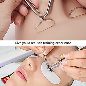 Embagol Lash Mannequin Head With 2 Pairs Replacement Eyelids For Eyelash Extension Removable Realistic Eyelids Makeup Lash Extension Training Practice Beginner Friendly Soft Silicone Lash Accessories