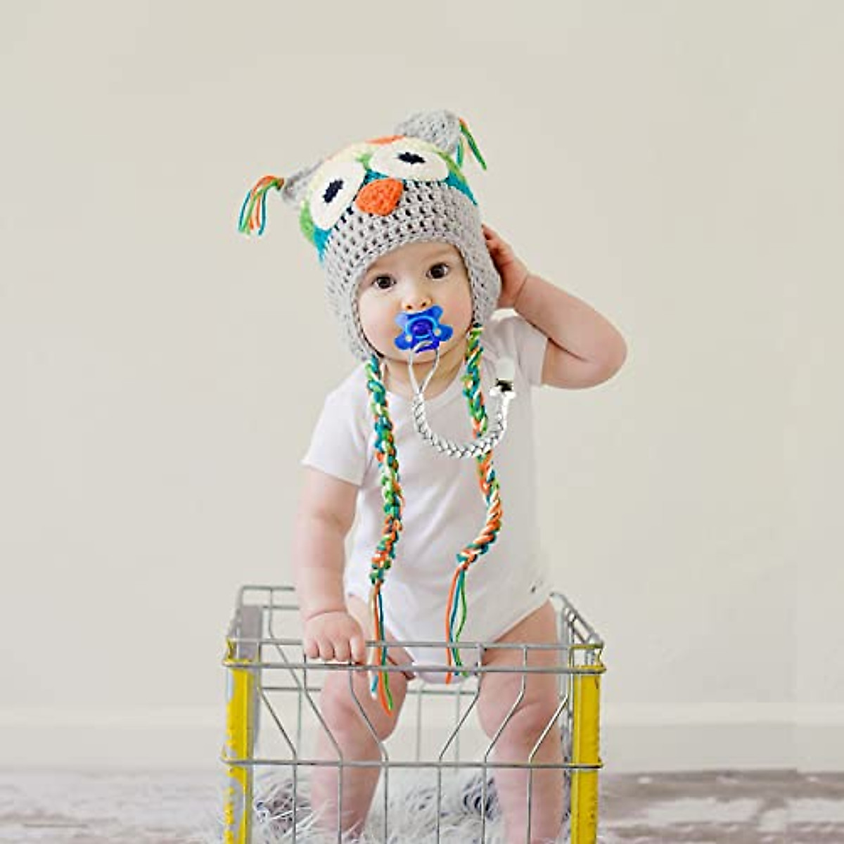 Duludulu 7 Pcs Braided Pacifier Clip, Pacifier Clips for Boys & Baby Girls, Pacifier Holder Clip Binky Clips Handmade Cotton Modern Unisex Pacifier Smoother Clip Fits All Pacifiers