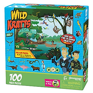 Wild Kratts Seek and Find 100pc Puzzle - Seek and Find 15 Hidden Objects! - 15.75" x 13.125" Completed Size by Pressman