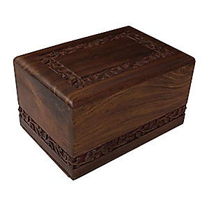Bogati Hand Carved Rosewood Urn with Border Design (X-Large)