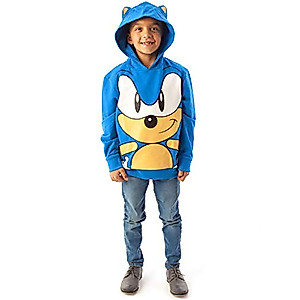 Sonic The Hedgehog Hoodie For Boys Character 3D Ears Boy's Kids Blue Hooded Jumper 7-8 Years