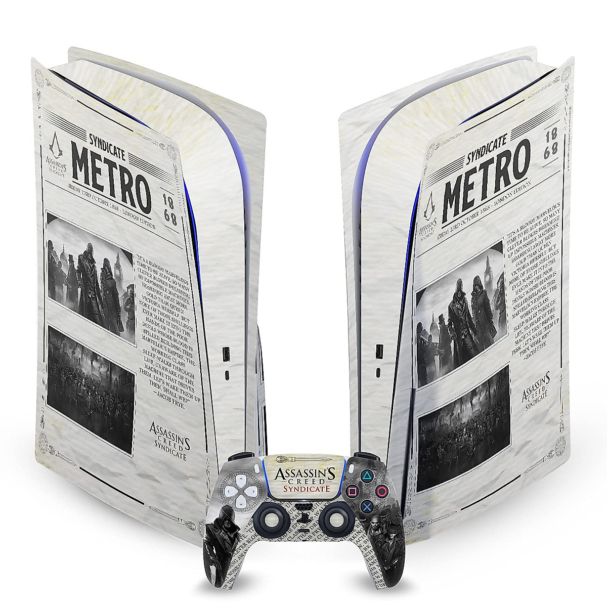 Head Case Designs Officially Licensed Assassin's Creed Newspaper Syndicate Graphics Vinyl Faceplate Gaming Skin Decal Compatible With Sony PlayStation 5 PS5 Disc Edition Console & DualSense Controller