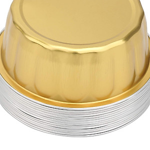 Beasea 8 oz 100 Pack Aluminum Ramekins, Disposable Ramekins Foil Cups Baking Utility 3.9" Ramekin Cup Muffin Cupcake Aluminum Baking Cup Mini Pudding Souffle Cups for Party Wedding Birthday - Gold