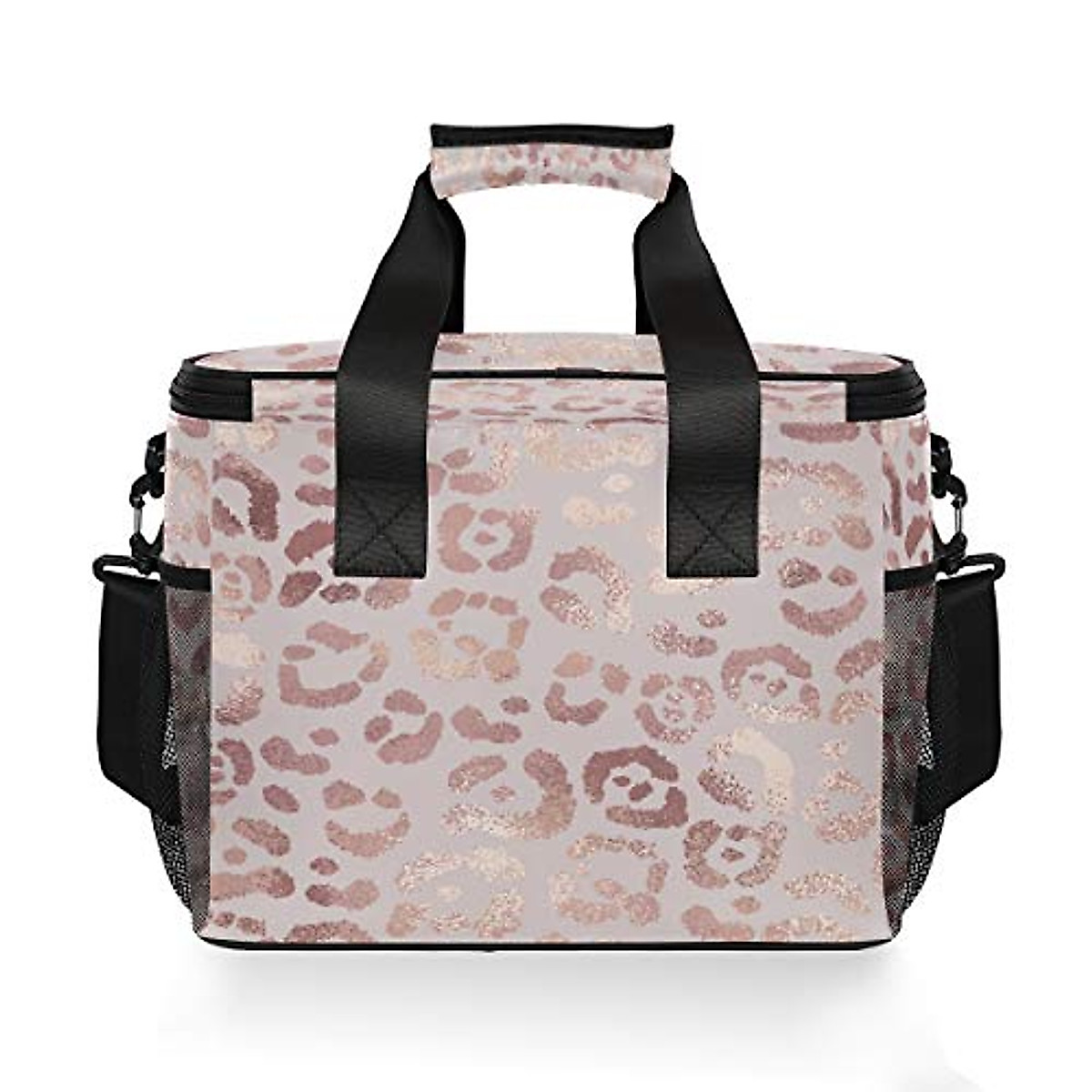 MNSRUU Cooler Bag Elegant Pink Leopard Insulated Lunch Totes Cooler Bags Insulated Leakproof Picnic Bag Container with Adjustable Shoulder Strap