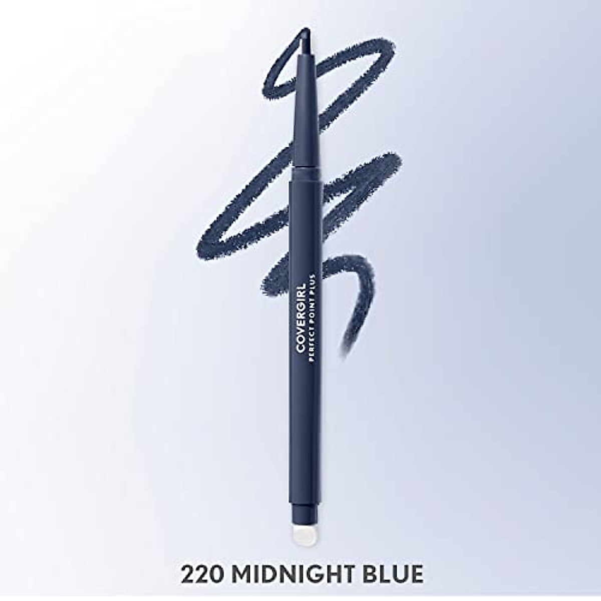 CoverGirl Perfect Point Plus Eyeliner Pencil, Midnight Blue, Long-Lasting, Versatile Navy Eyeliner, Soft Smudging Tip, No Sharpening Needed, Pack of 1