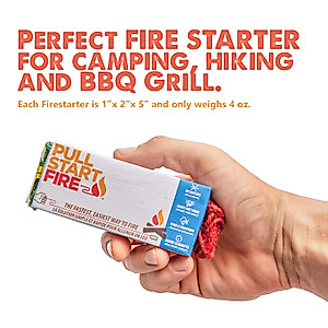 Pull Start Fire Pull String Firestarter | No Matches Required, Fire Starts in Seconds | for Campfires, Grill, Fireplace, BBQ | Lights Wet Wood, Easy to Use, Food Safe and Weather Resistant | 6 Pack