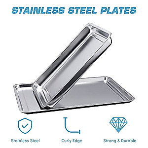 Stainless Steel Tray - Narkysus 5 Pack Stainless Steel Dental Lab Tray 13.5'' X 10'' Flat Metal Tray Tool for Lab Dental Instrument Bathroom Organizer Tattoo Station Tattoo Supplies