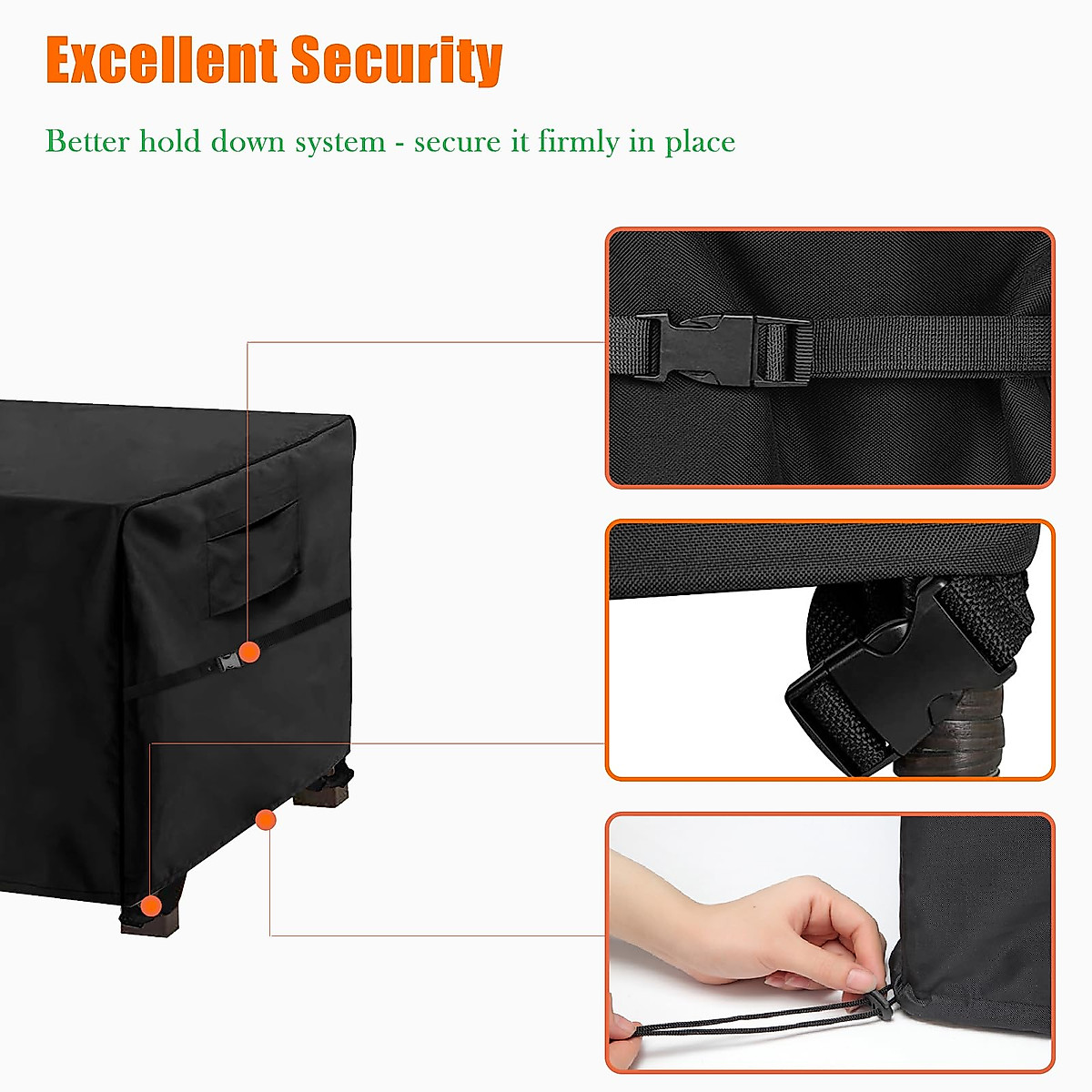 WOMACO Outdoor Table Cover, Veranda Rectangular/Oval Waterproof Patio Table Cover for Outdoor Furniture, Outside Dining Table Chair Set Cover 84 in (86.6"L x 57"W x 27.6"H)