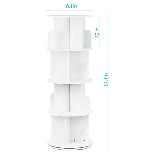 2024 New 4 Tier Rotating Bookshelf kids, Small Corner Bookshelf for Small Space, 360 Display Floor Standing Bookcase Storage Rack, Wood Narrow Book Shelf Organizer for Home Office,Bedroom, Living Room