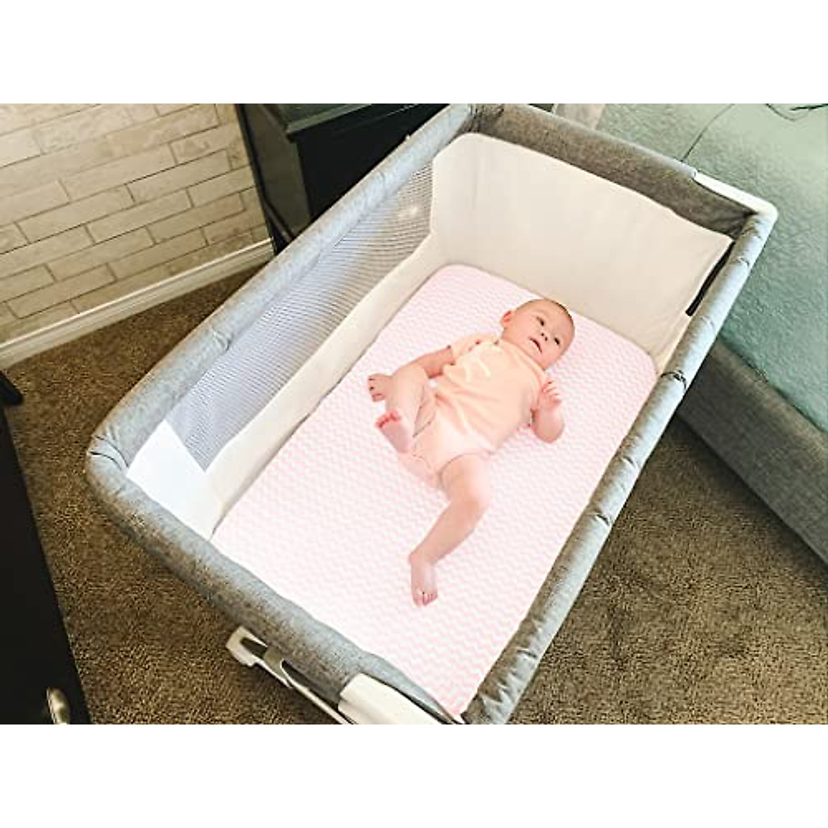 Bassinet Bed Sheets – Premium Bassinet Fitted Sheets 4 Pack – 100% Jersey Knit Cotton Cradle Sheets – Bassinet Bedding for Standard Size Oval or Halo Bassinet Pads – Bassinet Sheet for Girl