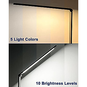 WYZGFRQS Desk Lamp, LED Desk Lamp with USB Charging Port, Sensitive Touch Table Lamp for Dorm Home Office with 5 Light Colors, 10 Brightness, Timer, Black