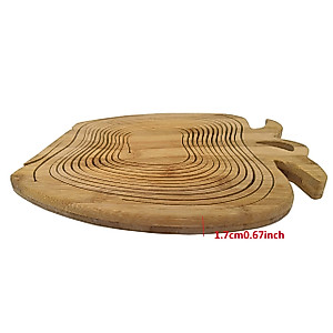 Kamay's 11X10.6 Inch Bamboo Fruit Bowl Collapsible Basket For Fruit Egg Bread Fruit Dried Fruit Folding Fruit Basket Multifunction Heat Resistant Bamboo Trivets Pot Mat Hot Pan Pads (Tomato shaped)