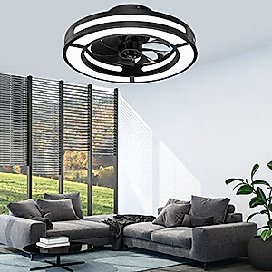 Ohniyou Ceiling Fan with Lights Remote and APP Control,19'' Flush Mount Low Profile Fan,Smart Ceiling Fan with Dimmable LED Night Light Reversible Blades Timing, Enclosed Fan for Bedroom,Living Room