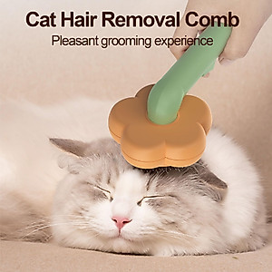 Ptlom Pet Grooming Brush Cat Deshedding Brush, Self-Cleaning Slicker Cat Brushes for Long and Short Hairied Cats Dogs, Kittens Shedding Comb Pets Supplies Massage Tool for Hair Removal