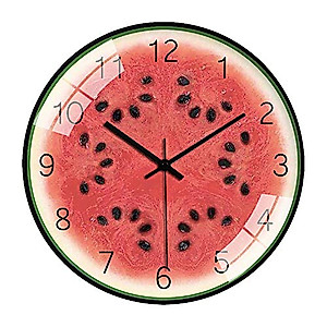 NO Brands Cartoon Fruit Modern Minimalist Household Wall Clock Living Room Personality Creative clock-12 inches_178 Black