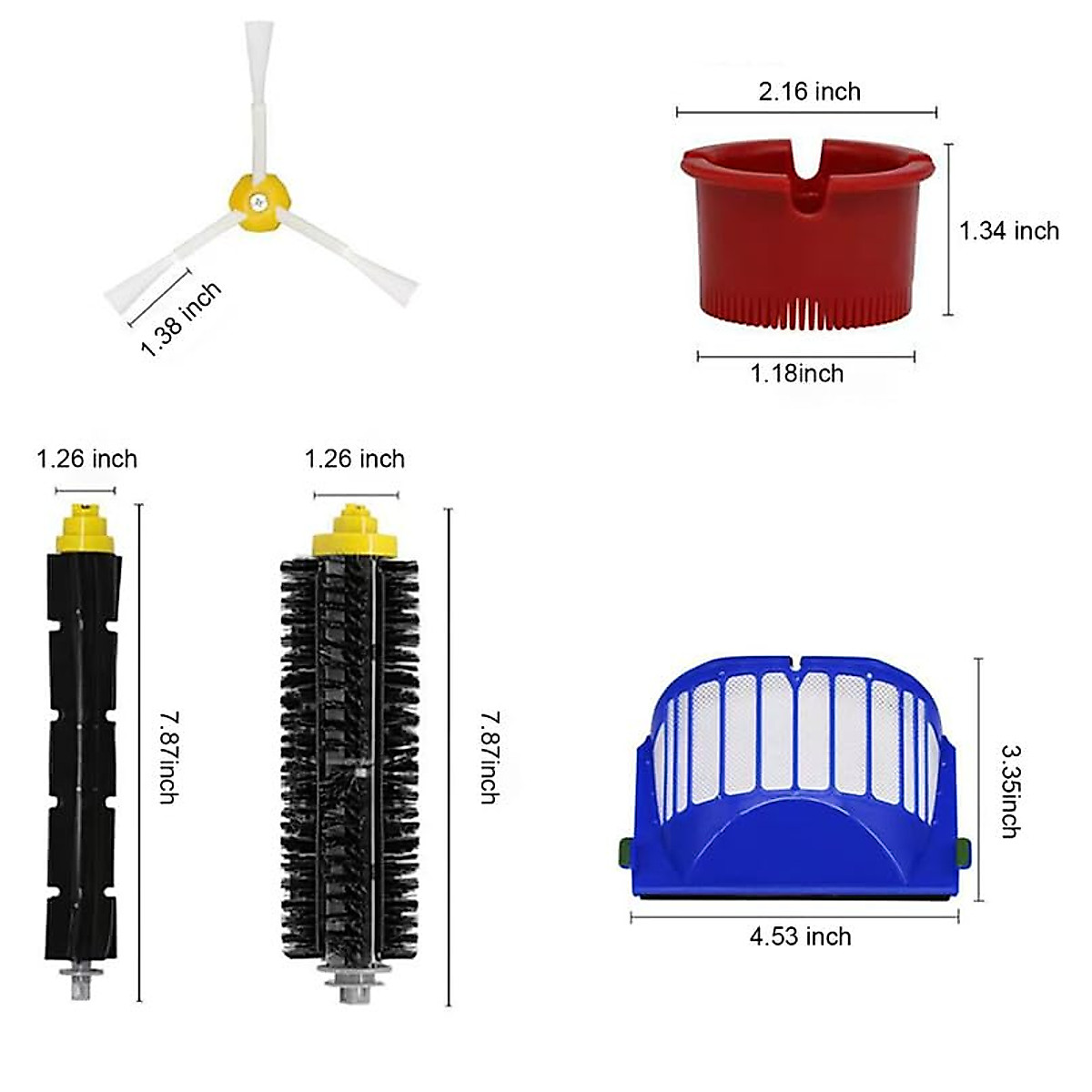 Replacement Parts Kit for irobot Roomba 600 Series 694 676 675 692 695 677 671 690 680 660 650 620 614 610 600 & 500 Series 595 585 564 Vacuum Robot, 1 Set Main Brush, 2 Filter, 4 Side Brushes
