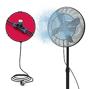 Misting Cooling System, Outdoor Misting System for Patio,Patio Mister for Cooling Fan 20FT Misting Line + 6 Brass Mist Nozzles + Brass Adapter(3/4"),Outdoor Mister System for Trampoline Greenhouse