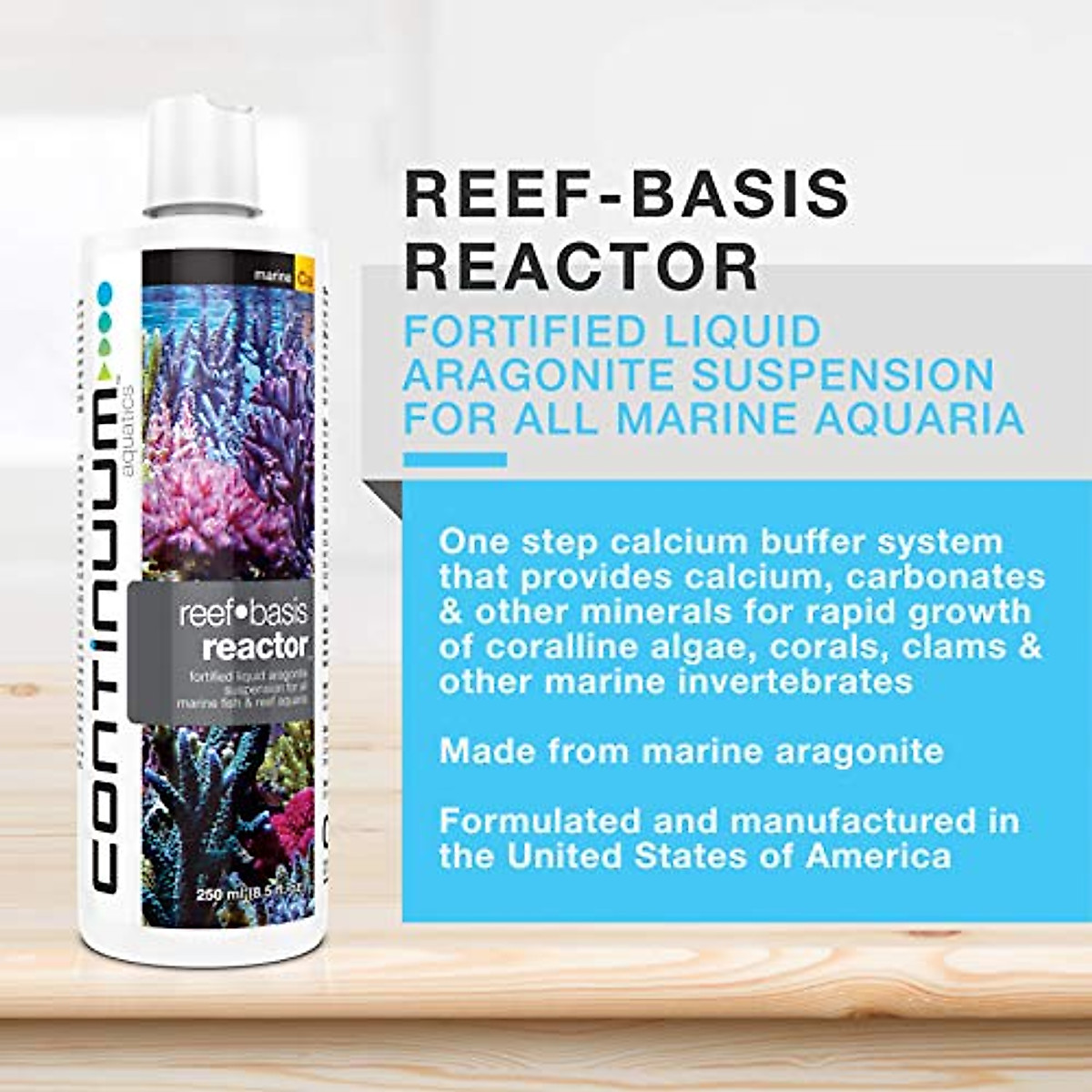 Continuum Aquatics Reef Basis Reactor – Liquid Aragonite Suspension for Marine Fish and Reef Saltwater Aquariums, Provides Calcium and Carbonates