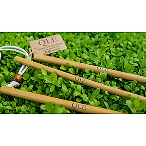 QLE Reusable Bamboo Drinking Straws, Eco Friendly Alternative to Plastic Straws – Organic BPA-Free Biodegradable Zero Waste Straws – Cleaning Brush and Natural Cotton Carrying Bag Included – 12 Pack