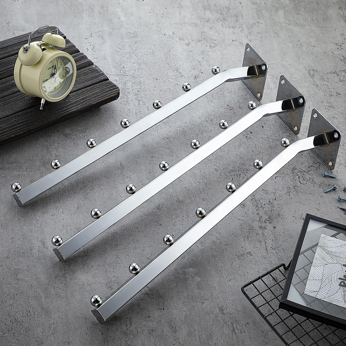 Vesici 10 Pcs 18 Inch 7 Ball Waterfall Hook for Wall Mount Heavy Duty Clothes Hanger Rack Wall Mounted Coat Hooks for Bathroom, Bedroom, Laundry Room Clothing Display