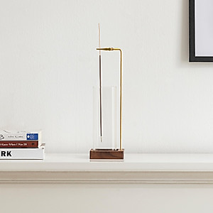 Sunolga Incense Holder with Removable Glass Ash Catcher Mess, Modern Incense Holder for Sticks with Alligator Head Metal Clip Brass Incense Burner Holder for Zen, Yoga, Spa, Meditation and Home Decor