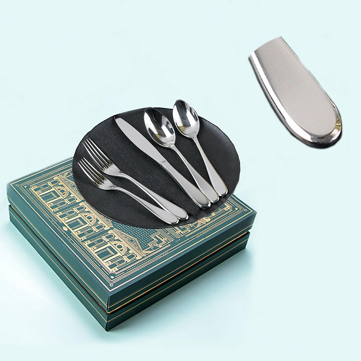 Thomaso 40 Piece Modern Cutlery Silverware Sets for 8,1810 Stainless Steel Flatware,Silver Forks and Spoons Silverware Set,Unique Thicken Handle Utensil Set,Dishwasher Safe