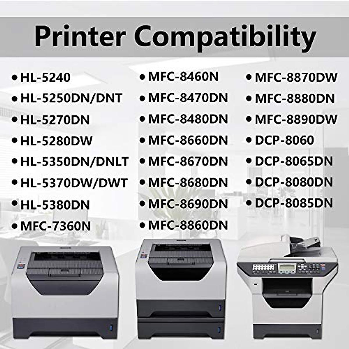 1 Pack (Black) TN580 Toner Cartridge Replacement for Brother HL-5240 5250DN 5270DN 5370DW 5380DN 5280DW MFC-8370 8460N 8690DN 8480DN 8680DN 8690DN 8890DW DCP-8060 8080DN 8085DN 8085DN Printer