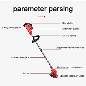 Handheld Cordless Weeder, 24V Lightweight Cordless Lawn Mower with 3 Blades 2 Pieces 24V Battery Charger Portable Home Lawn Garden Trimmer