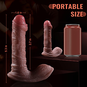 WODDLIY Thrusting Dildo Vibrator Sex Toys- 5.4 inch Realistic Vibrating Dildo with 5 Thrusting & 7 Vibrating Modes, Remote Control Vibrator Adult Sex Toys & Games for Women Couples Pleasure