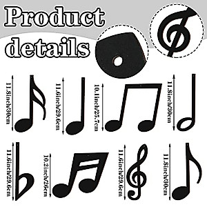 Yulejo 8 Pieces Treble Clef Wooden Wall Decor Black Music Notes Art Hanging Note Wood Decorations for Home Decorative Musical Studio Party
