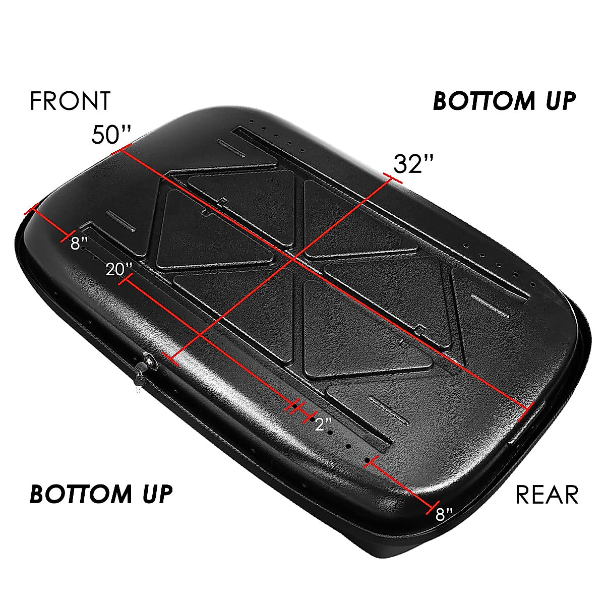 DNA MOTORING Rooftop Cargo Box Carrier Lockable Heavy Duty Car Top Storage Case, Capacity 110 Lbs, 53" L x 34" W x 15" H, 11 17 Cubic Ft.(Textured Black), PT-ZTL-8166-BK