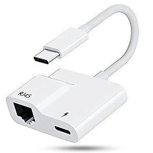 AMLLEN USB C to Ethernet Adapter,USB C to RJ45 Adapter,Thunderbolt to Ethernet Adapter with 60W Charger Port,10/100 Mbps Ethernet Speeds.Compatible for Android/iPad/MacBook and More.