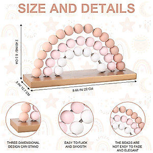 Arrowbash Cute Pink Rainbow Girls Room Decoration 8.66 x 5 Inch Boho Standability Pastel Kids Nursery Playroom Kids Bedroom Decor Bookshelf Wooden Rainbow Decor (Pink)