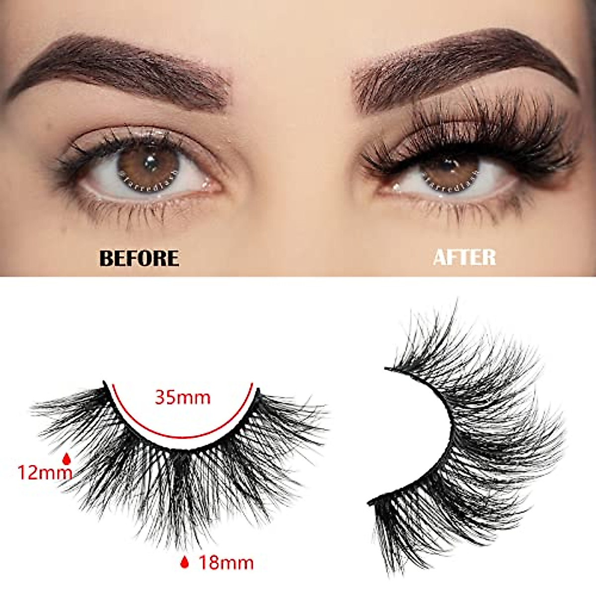 FARRED Fluffy Eyelashes 8D Faux Mink Lashes Wispy Eyelash Natural Look Short Fake Eye Lash Pack Full False Lash 10 Pairs (Z02|12-18MM)
