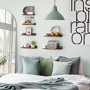 Fixwal Floating Shelves, 6 Sets of Wall Mounted Shelves for Home Decor, Modern Picture Ledge Shelves for Living Room, Bedroom, Bathroom, Kitchen (Brown)